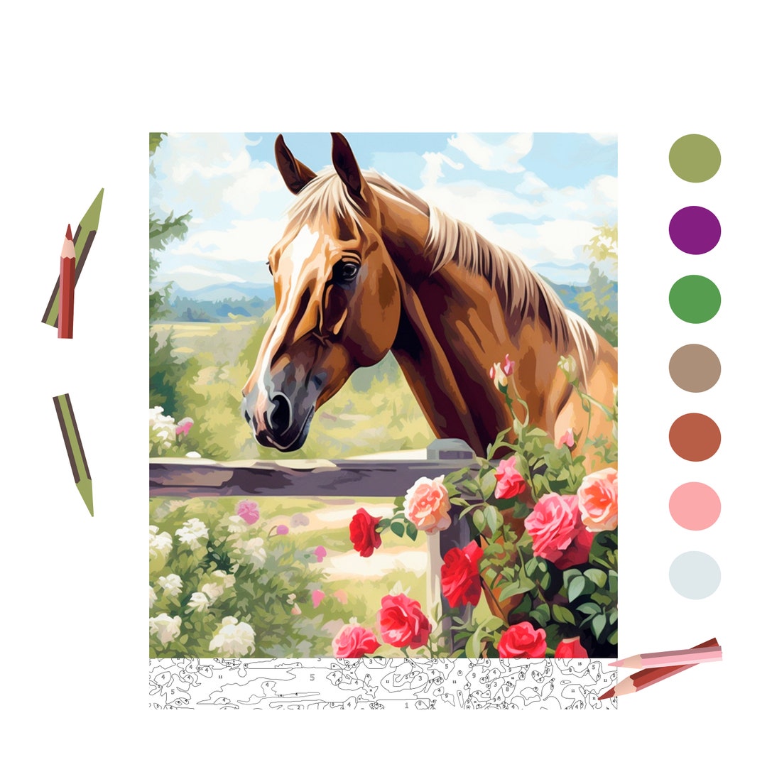 Color by Number for Adult, Paint by Number Printable,beautiful Horse ...