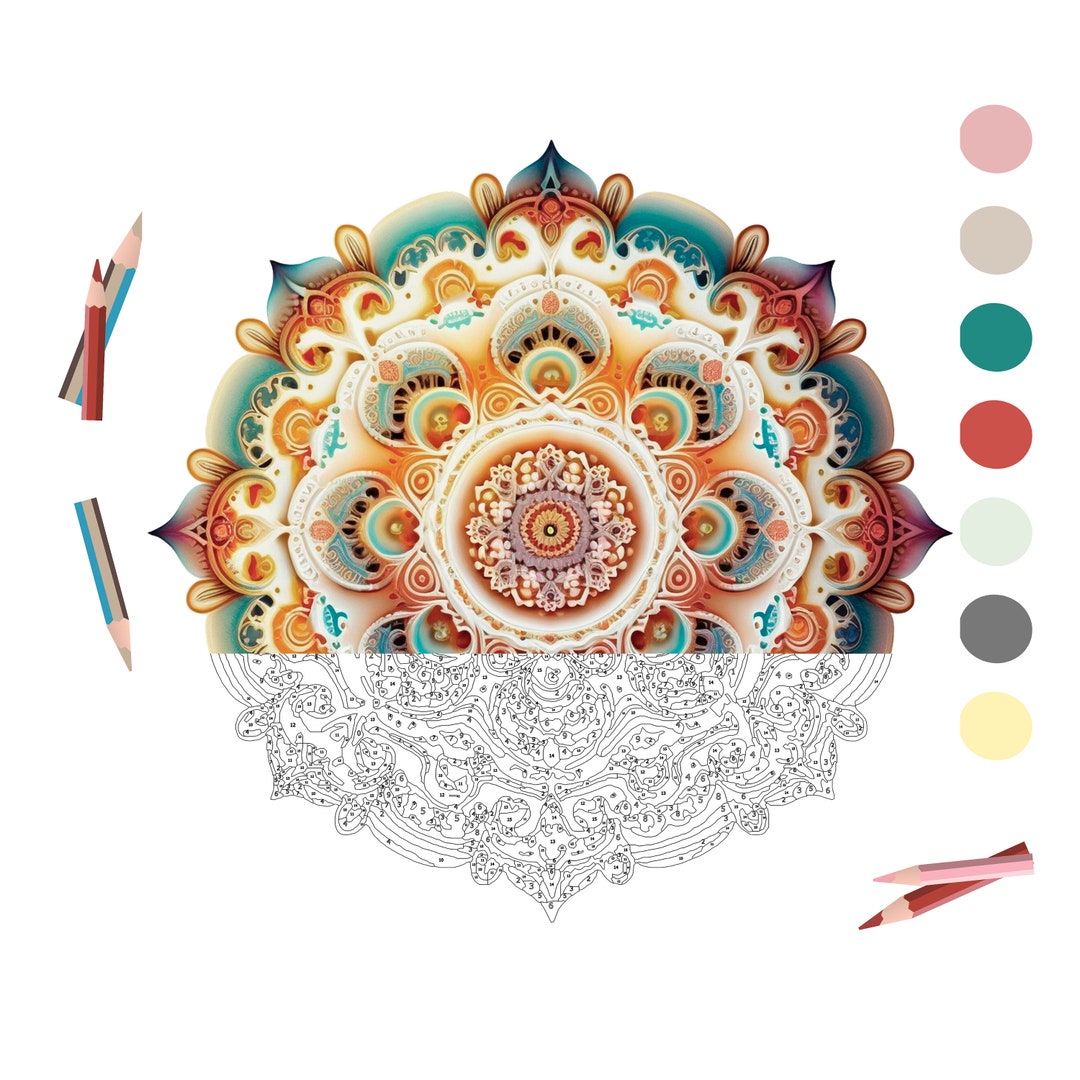 Color by Number for Adult, Mandala, Paint by Number Printable,by Jo ...