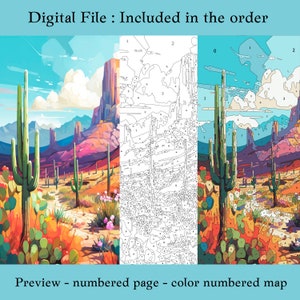 Color by Number for Adult, Paint by Number Printable, Desert Landscape ...