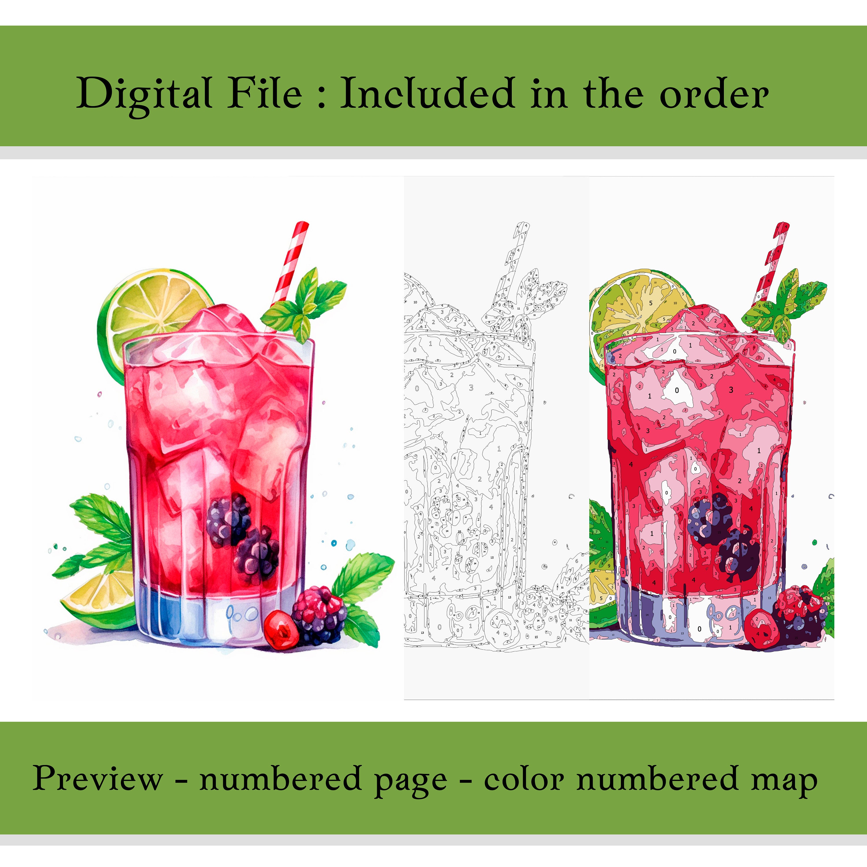 Color by Number for Adult,paint by Number Printable, Cocktails ...