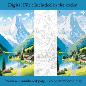 Color by Number for Adult, Paint by Number Printable, Mountain Scenery ...
