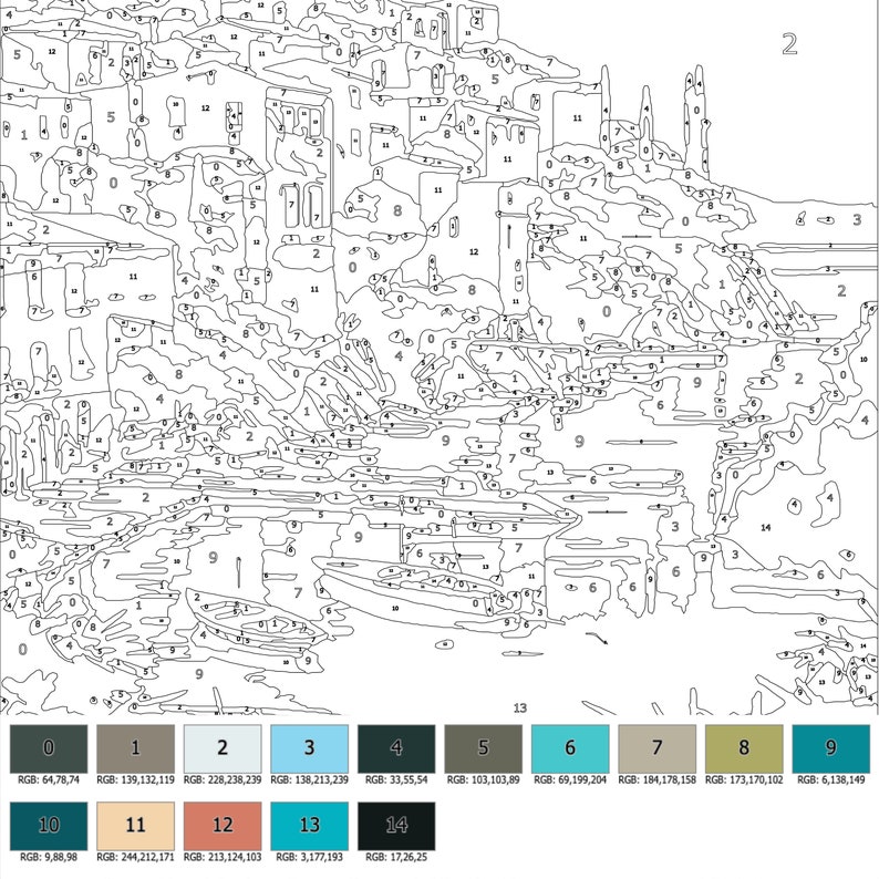 Color by Number for Adult, Paint by Number Printable,portofino Travel ...