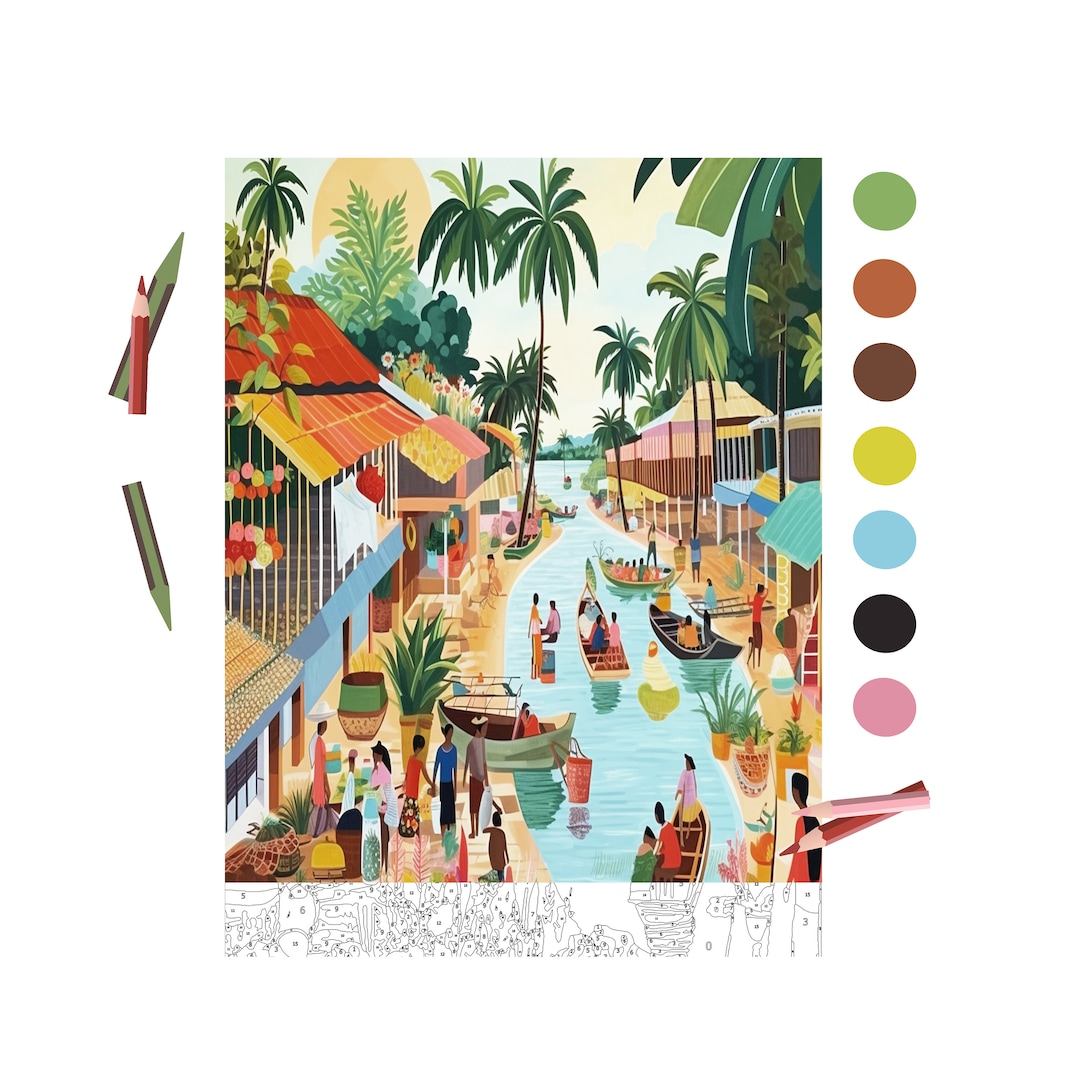 Color by Number for Adult, Paint by Number Printable,travel City in ...