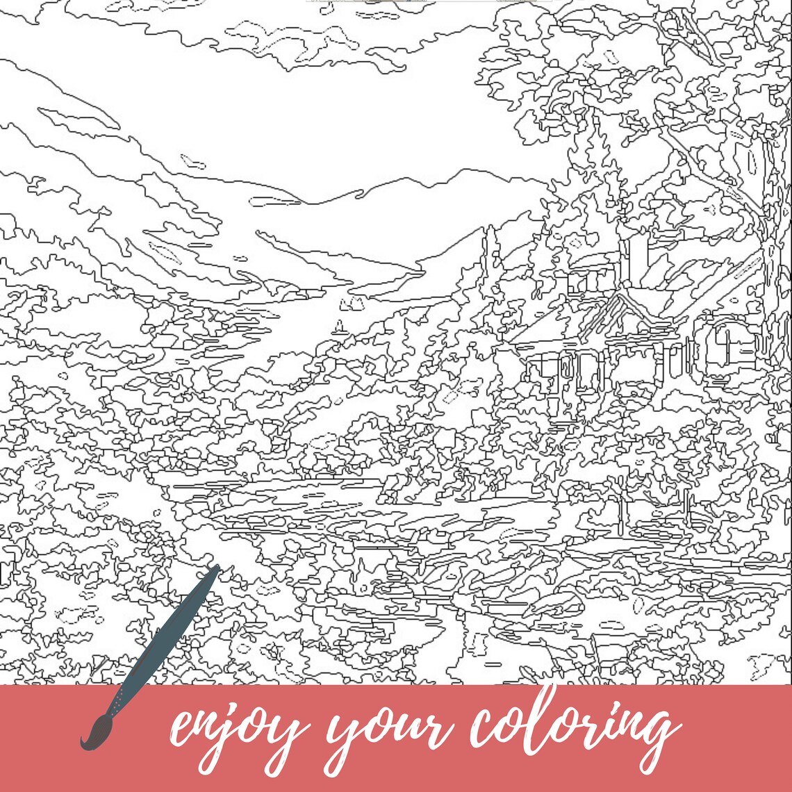 Color by Number for Adult Paint by Number Printable Mountain - Etsy