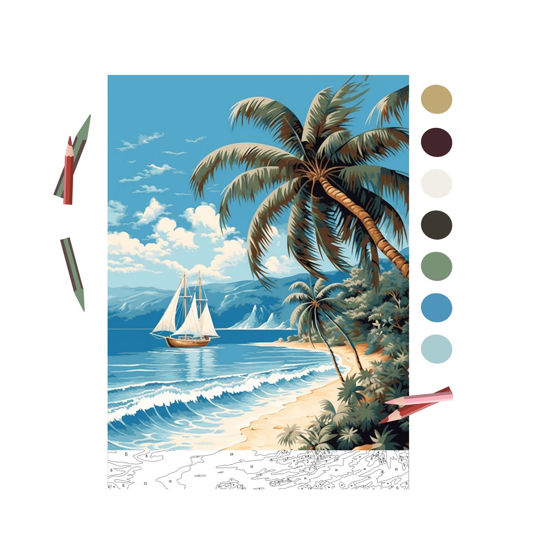 1 Color by Number for Adult, Paint by Number Printable, Dream Sailboat ...