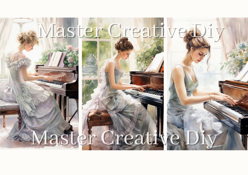 30 Woman Playing Piano, Coloring Pages for Adults,grayscale Coloring ...