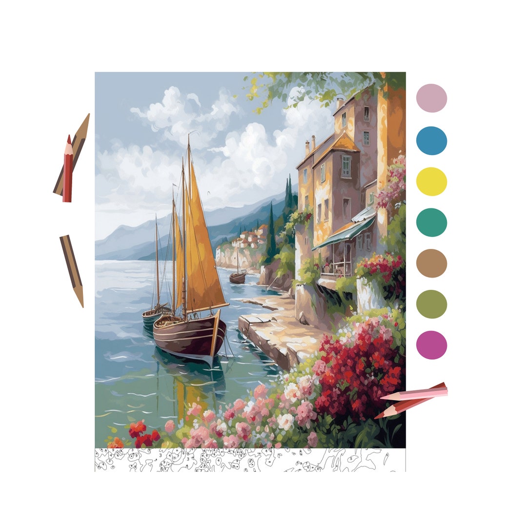 Color by Number for Adult, Paint by Number Printable, Sea Landscape ...