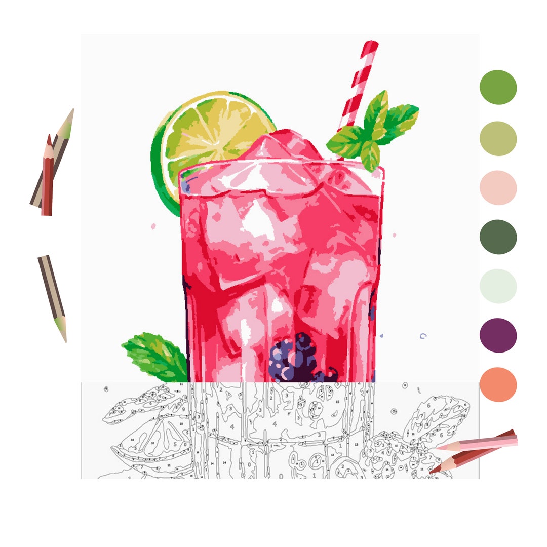 Color by Number for Adult,paint by Number Printable, Cocktails ...