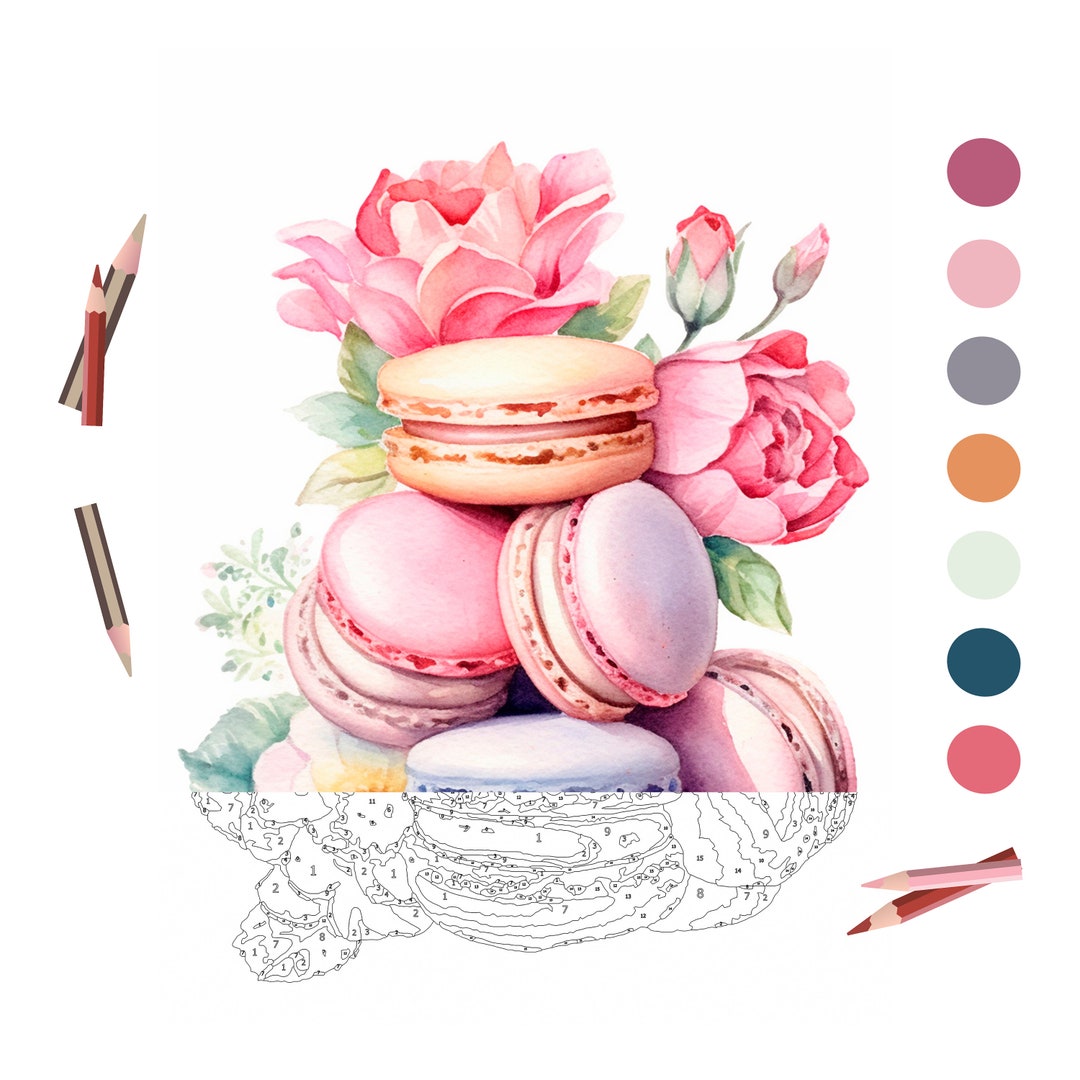 Color by Number for Adult,paint by Number Printable, Macarons, Coloring ...