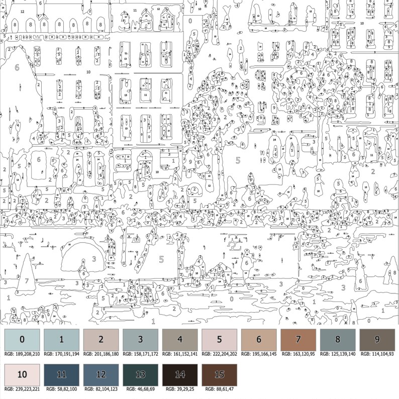 Paint by Number Printable, Color by Number Adult, Paris Cityscape, by ...