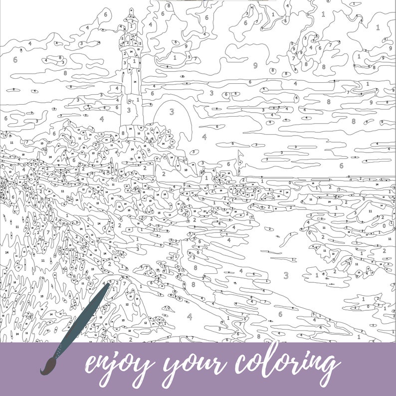 Color by Number for Adult, Paint by Number Printable, Sea Landscape ...