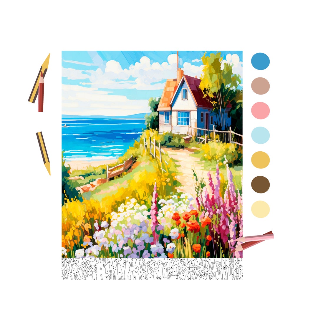 Color by Number for Adult, Paint by Number Printable,beautiful Beach ...