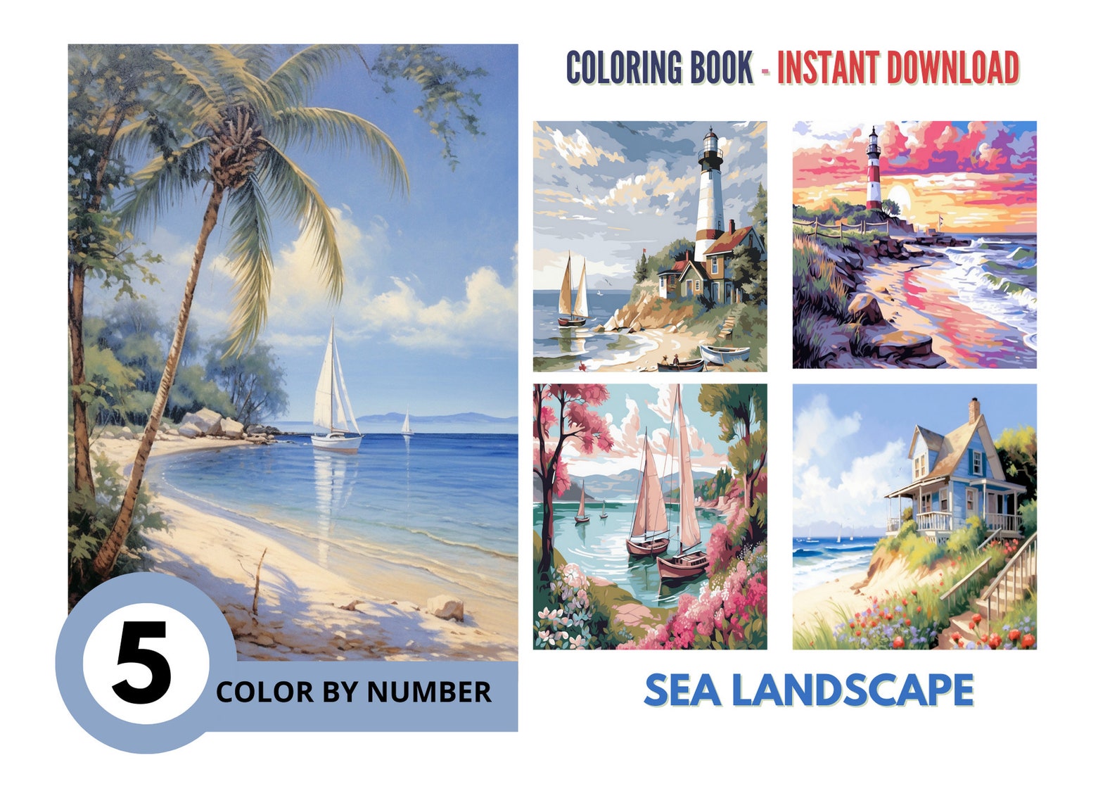 Bundle 30 Color by Number for Adult, Paint by Number Printable ...