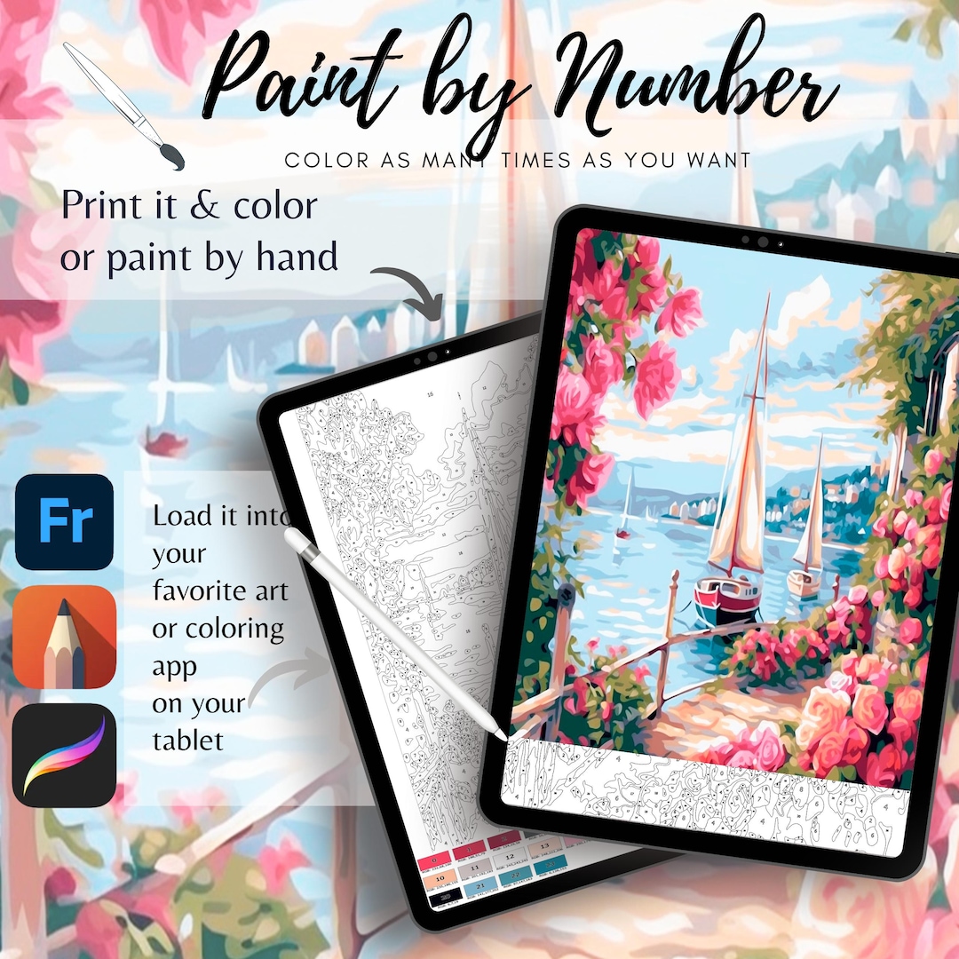 Color by Number for Adult, Paint by Number Printable, Beauty Landscape ...