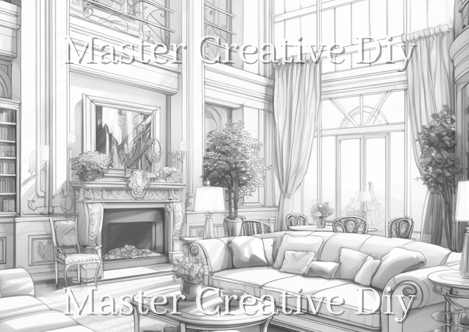 30 Luxury Interior Design 2 Coloring Book Adults Coloring - Etsy