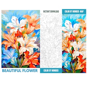 Color by Number for Adult, Paint by Number Printable, Beautiful Flower ...