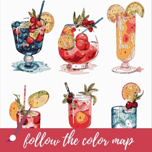 Color by Number for Adult,paint by Number Printable, Cocktails ...