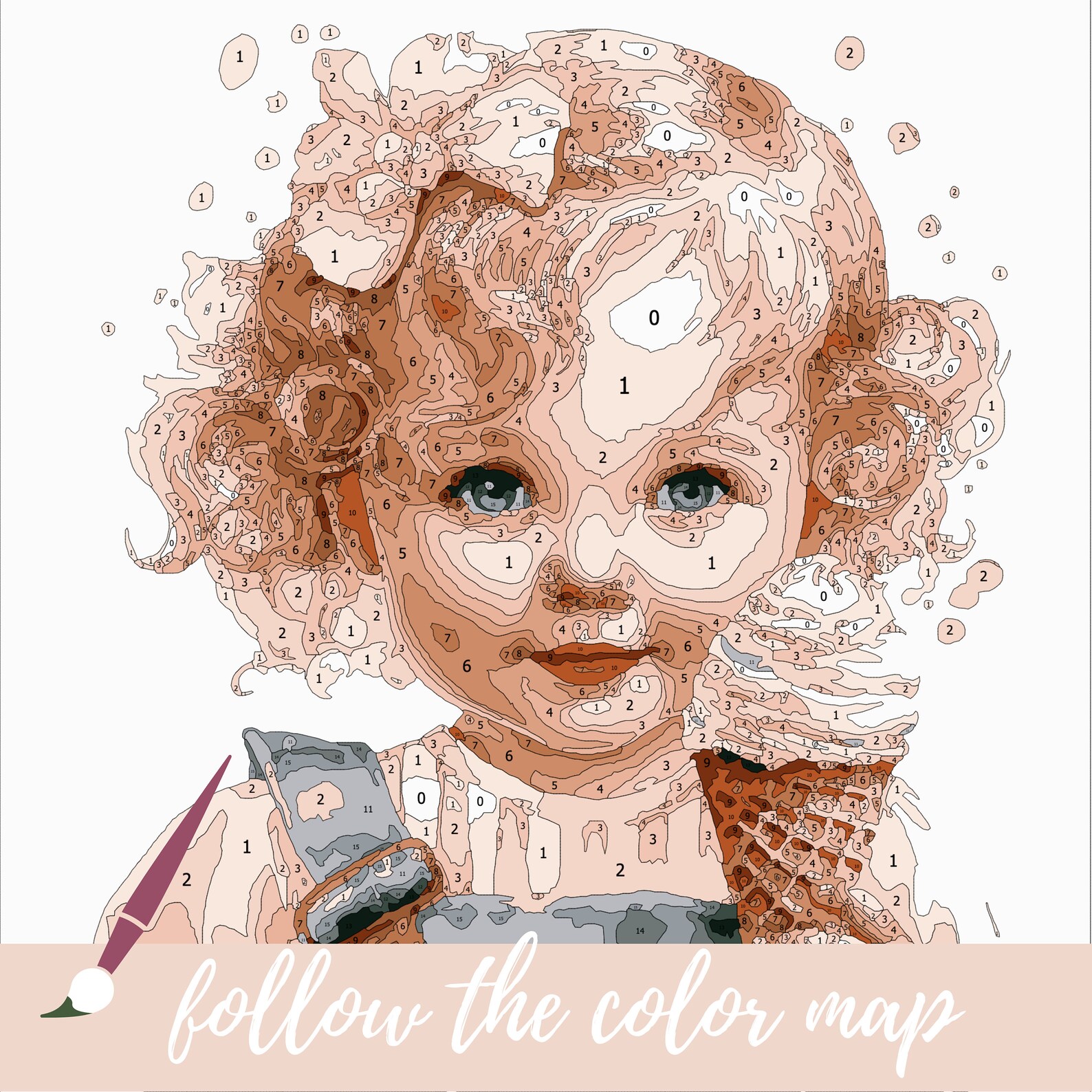 Color by Number for Adult, Cute Baby With Ice Cream, Paint by Number ...