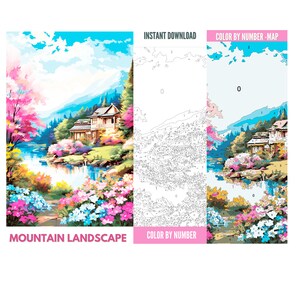 Color by Number for Adult, Paint by Number Printable,mountain Landscape ...