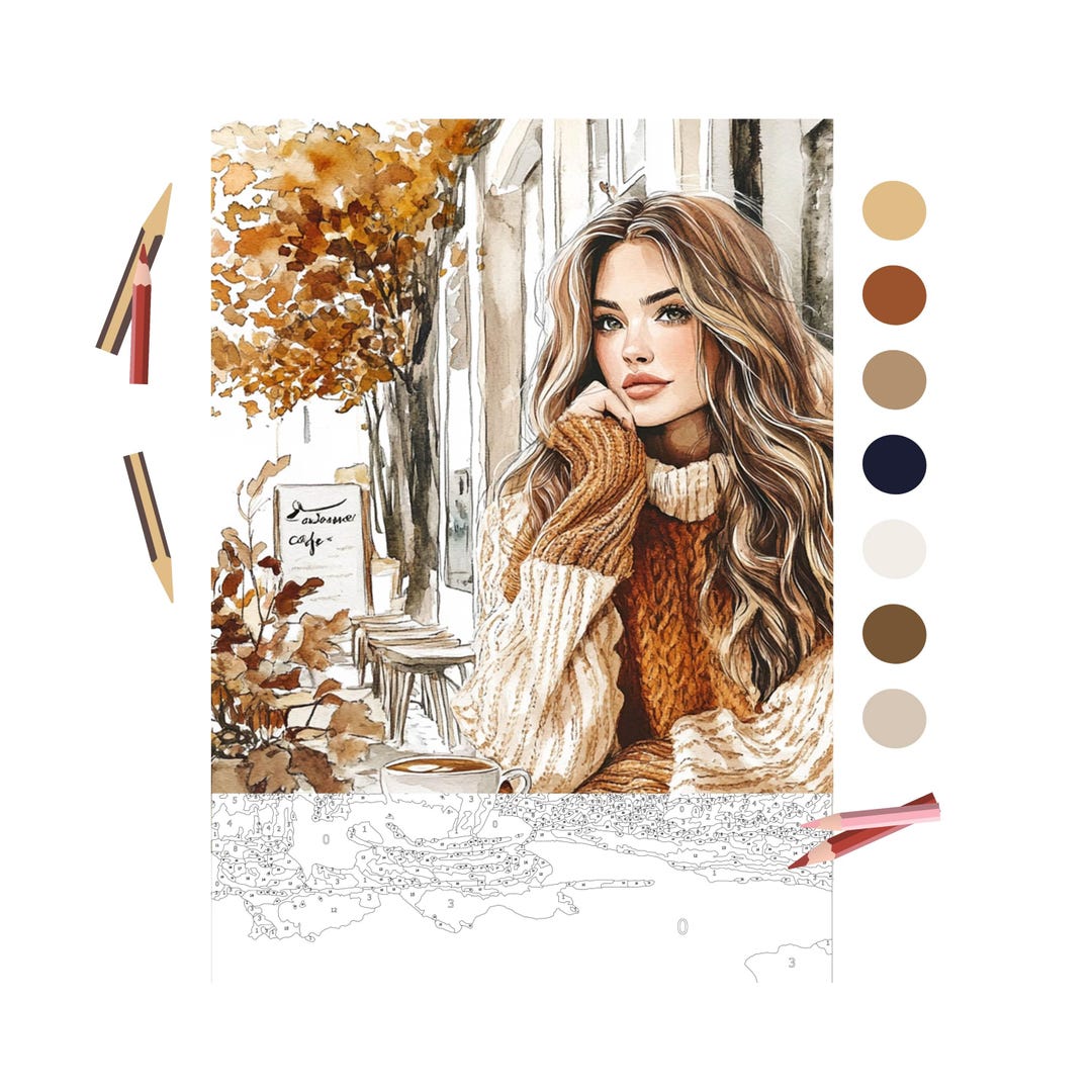 Color by Number for Adult, Paint by Number Printable, Autumn Fall Woman ...