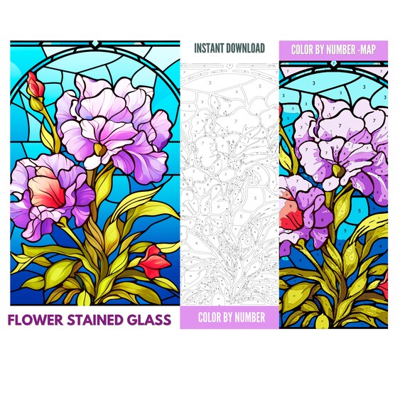 Floral Design Color By Number Coloring Pages For Adults Creative Haven