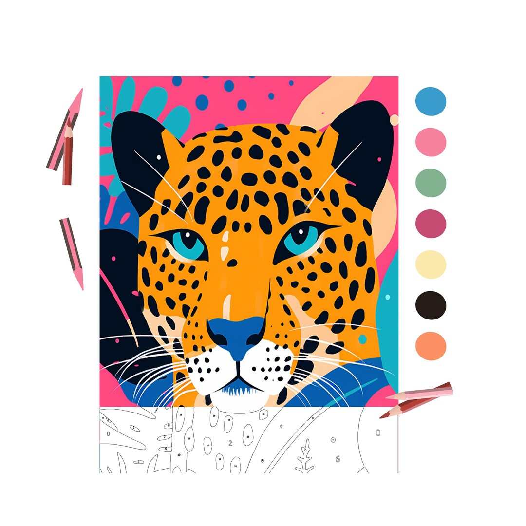 Color by Number for Adult, Paint by Number Printable,colorful Cheetah ...