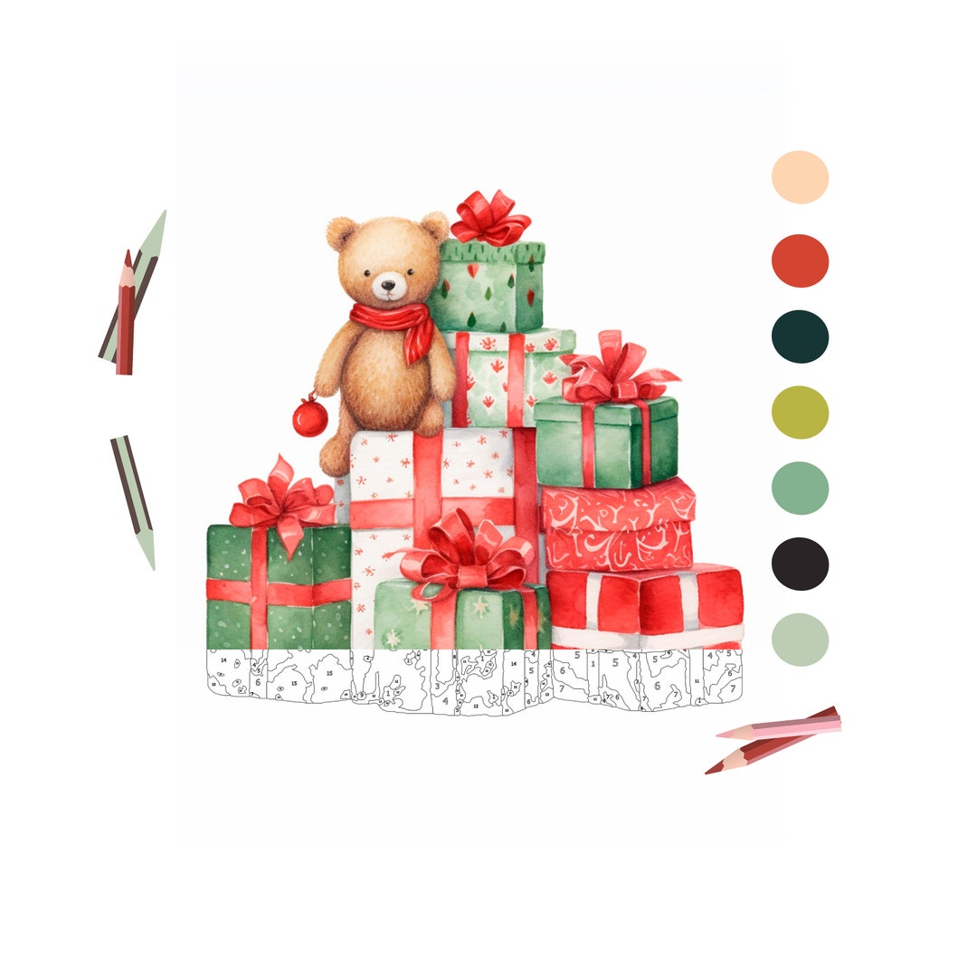 Color by Number for Adult, Paint by Number Printable, Christmas Package ...