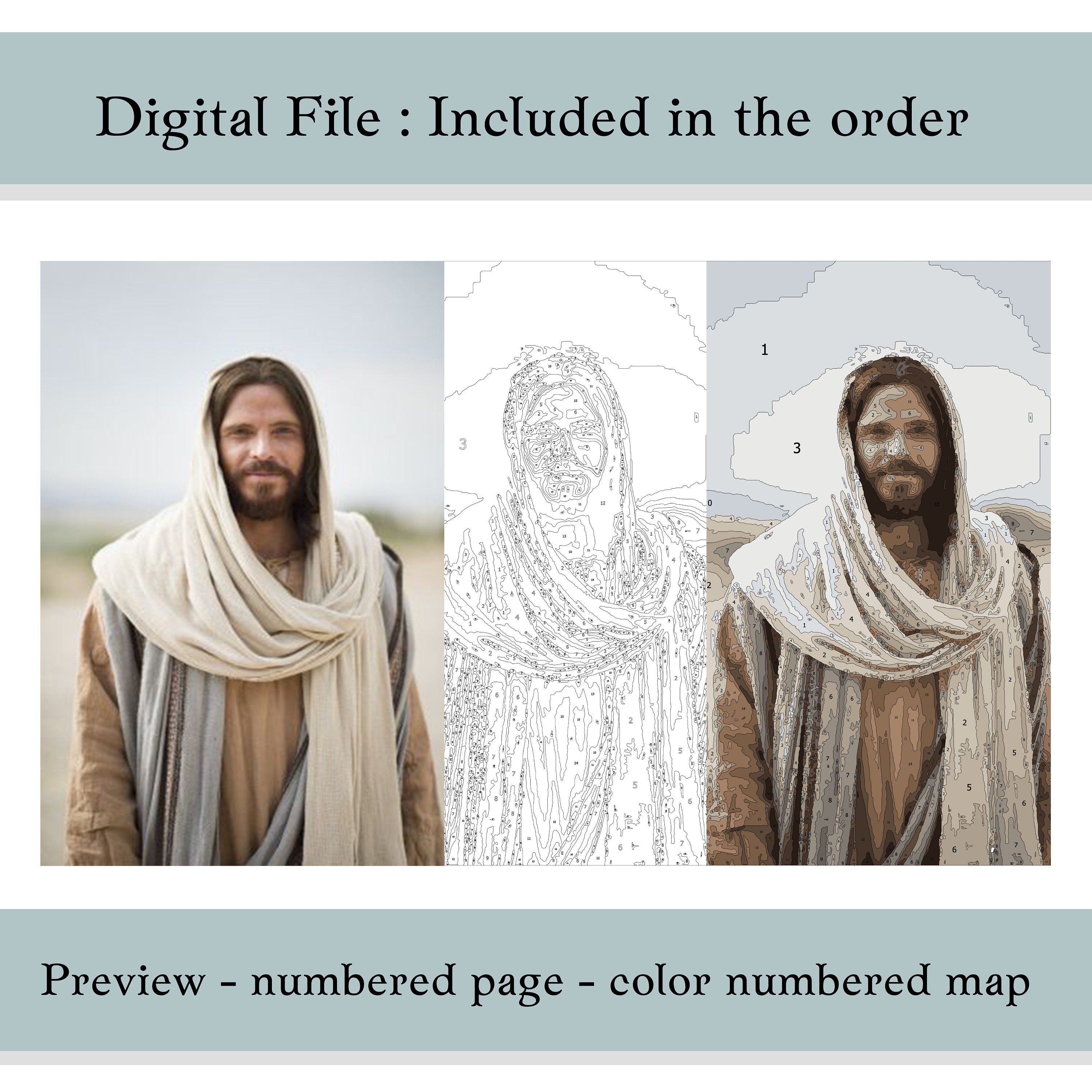 Paint by Number Printable,color by Number Adult, Jesus Christ for Pray ...