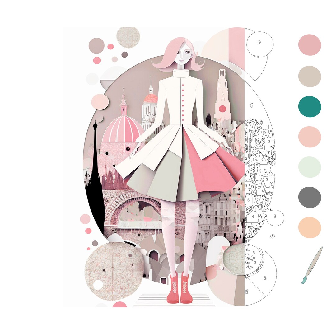 Color by Number Printable, Paint by Number DIY, Modern Abstract Woman ...