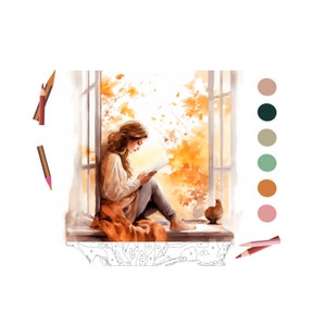 Color by Number for Adult, Paint by Number Printable, Fall Woman ...