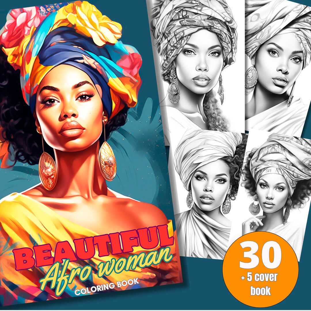 30 Beautiful Afro Woman Coloring Book - Adults Coloring Pages, Instant ...