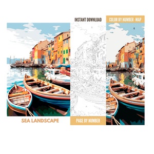 Color by Number for Adult, Paint by Number Printable, Sea Landscape ...