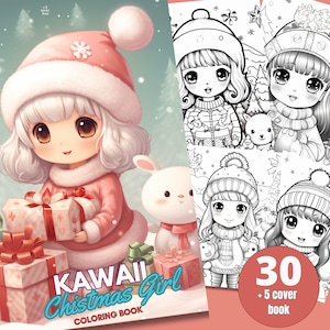 60 Kawaii Chibi Christmas Girl Coloring Book - Adults Coloring Pages ...