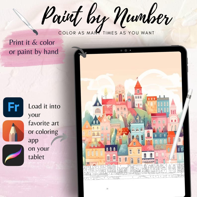 Paint by Number Printable, Color by Number Adult, Funny Cityscape, by ...