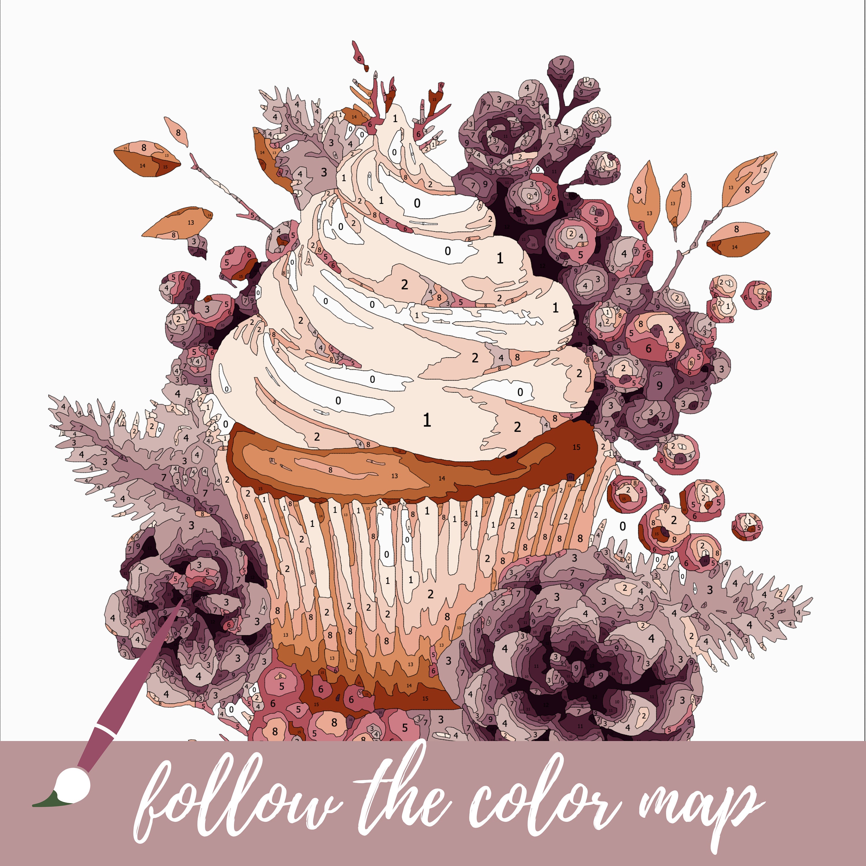 Color by Number for Adult,paint by Number Printable,christmas Cupcake ...