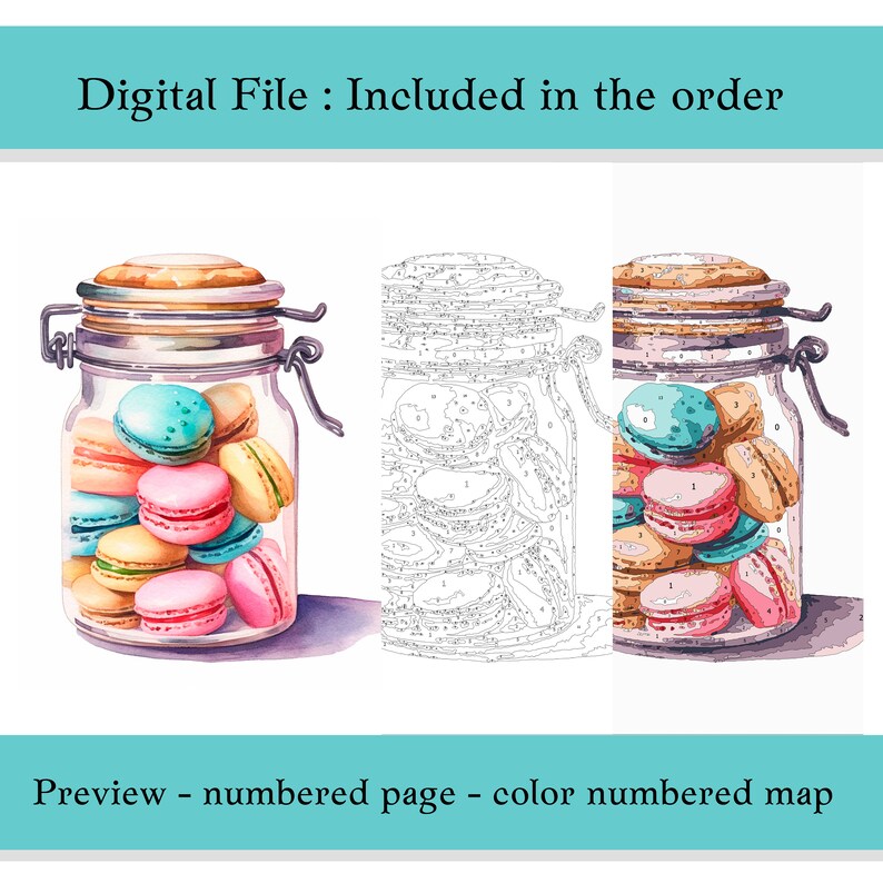 Color by Number for Adult,paint by Number Printable, Macarons, Coloring ...