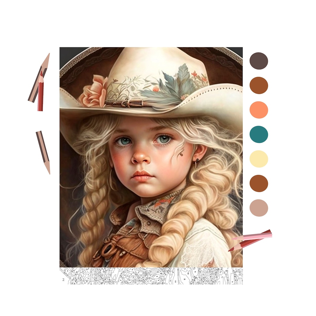 Color by Number Printable,paint by Number for Adult,cute Cowboy,western ...