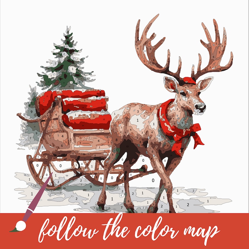 Color by Number for Adult, Paint by Number Printable, Christmas Deer ...