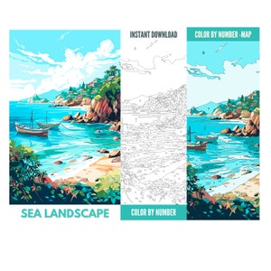 Color by Number for Adult, Paint by Number Printable, Sea Landscape ...