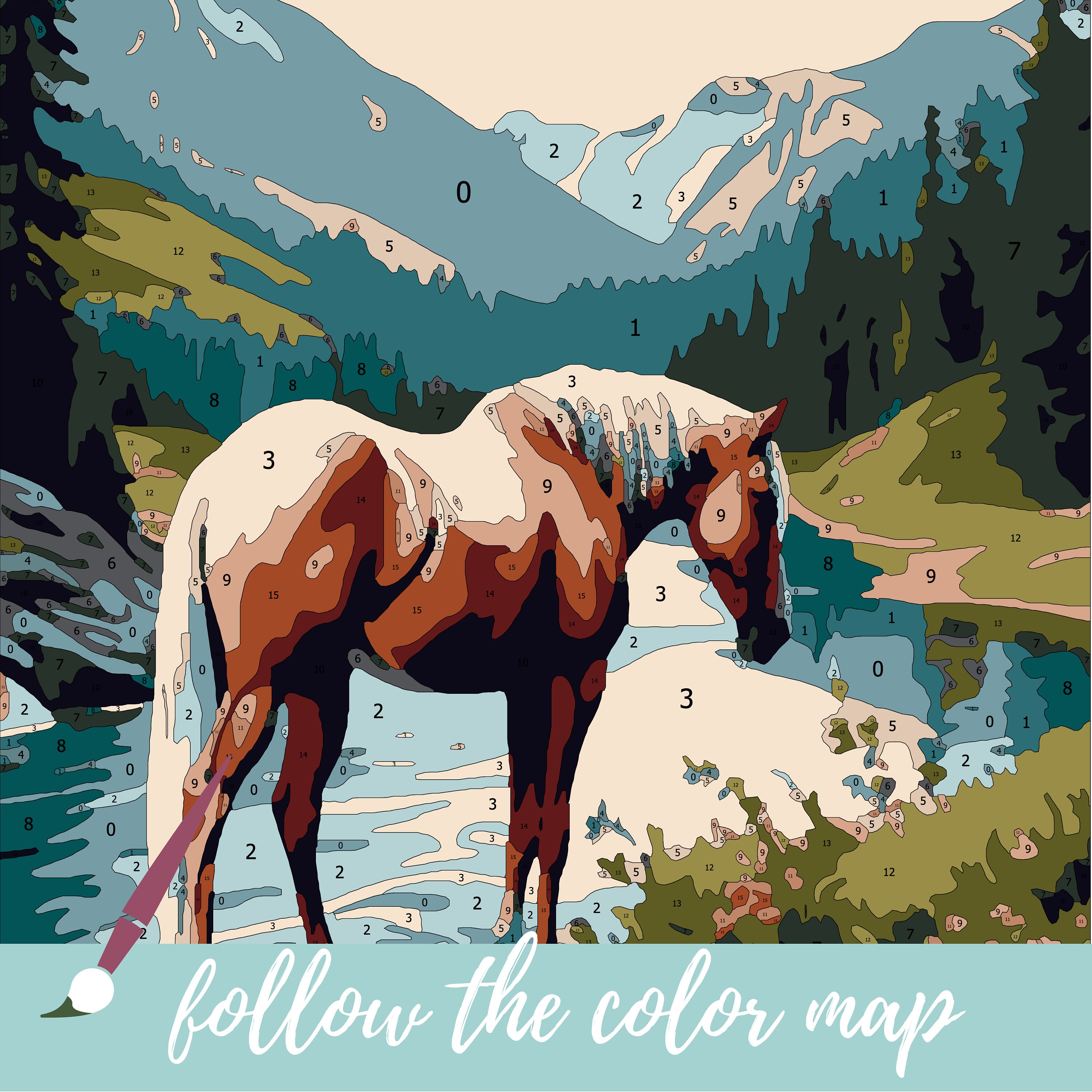 Color by Number for Adult, Paint by Number Printable, Beautiful Horse ...