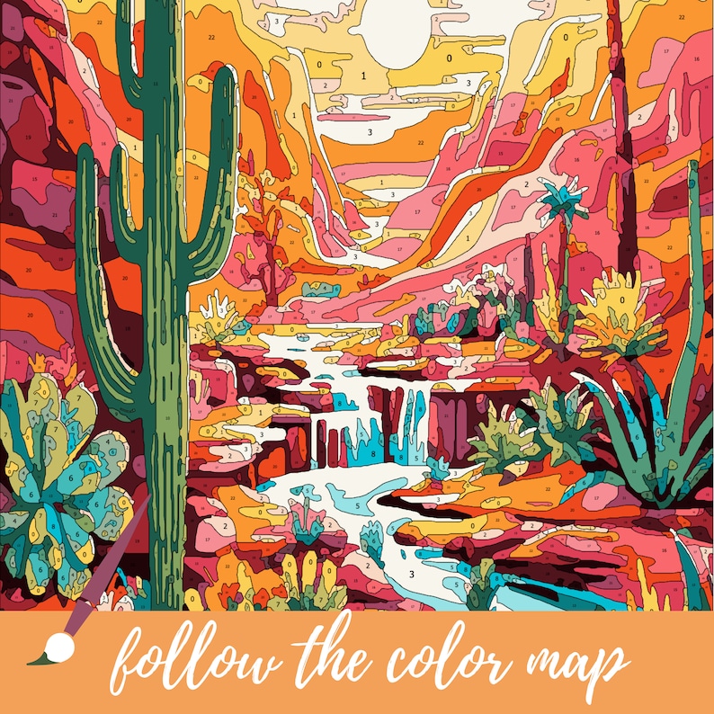 Color by Number for Adult, Paint by Number Printable, Desert Landscape ...