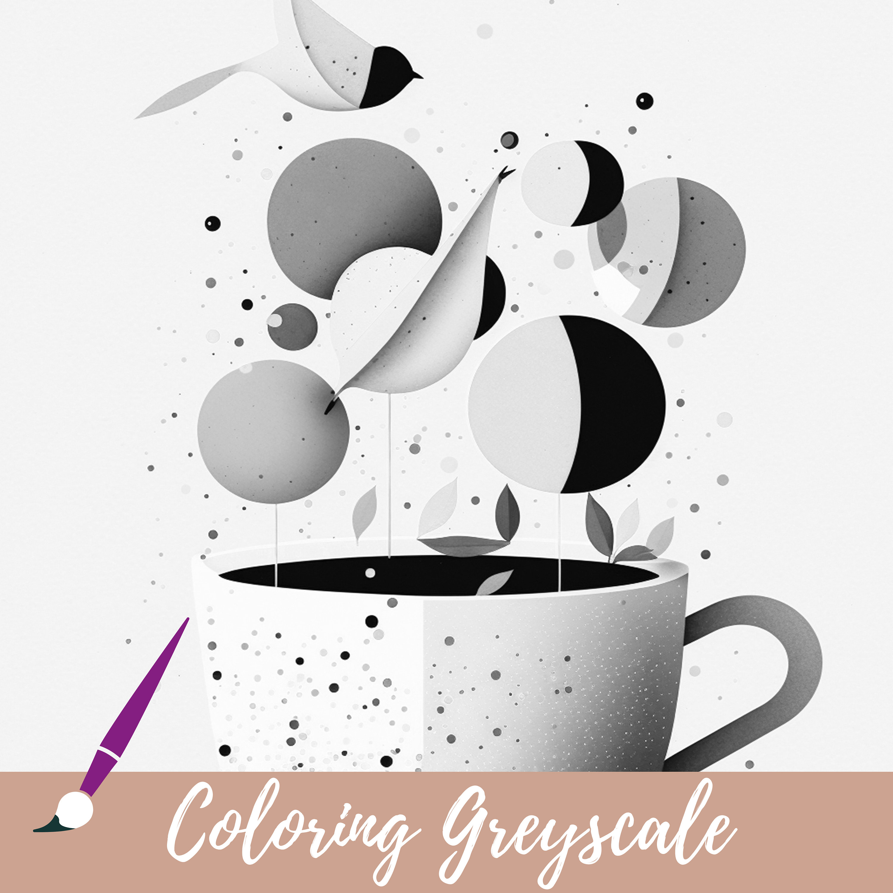 Color by Number Printable, Paint by Number DIY, Modern Abstract Cup of ...