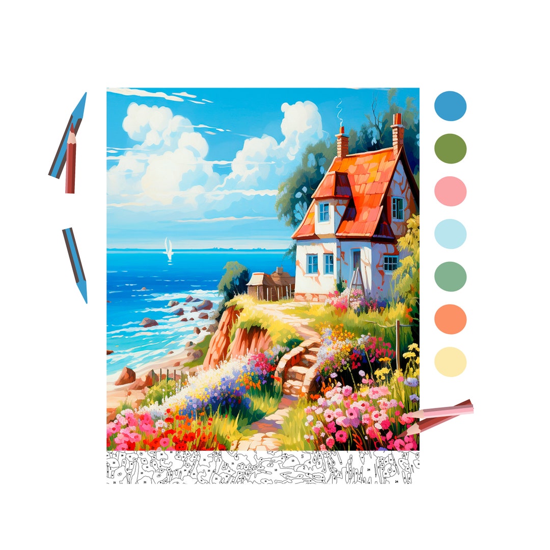 Color by Number for Adult, Paint by Number Printable,beautiful Beach ...