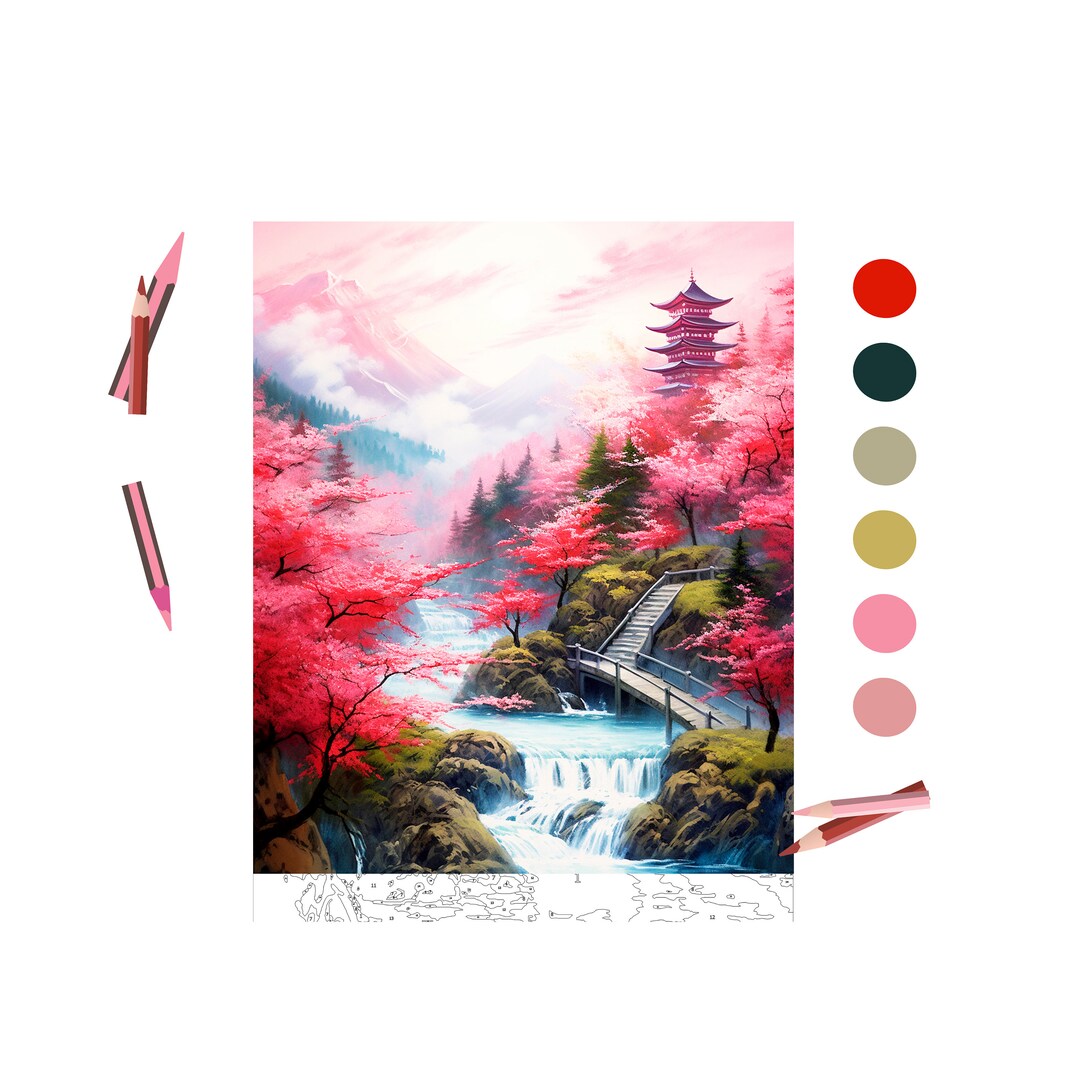 Color by Number for Adult, Paint by Number Printable, Japanese ...