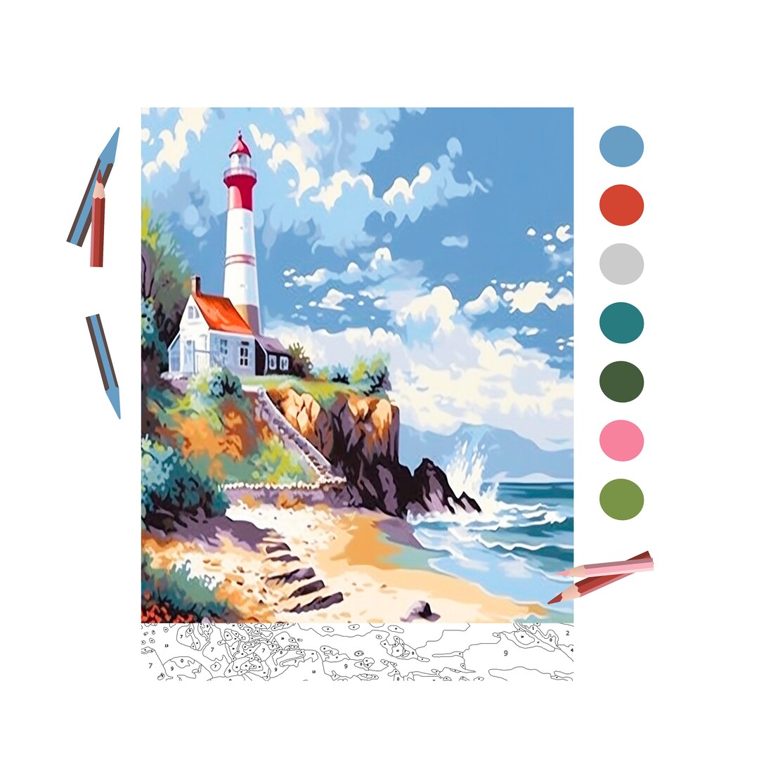 Color by Number for Adult, Paint by Number Printable, Sea Landscape ...