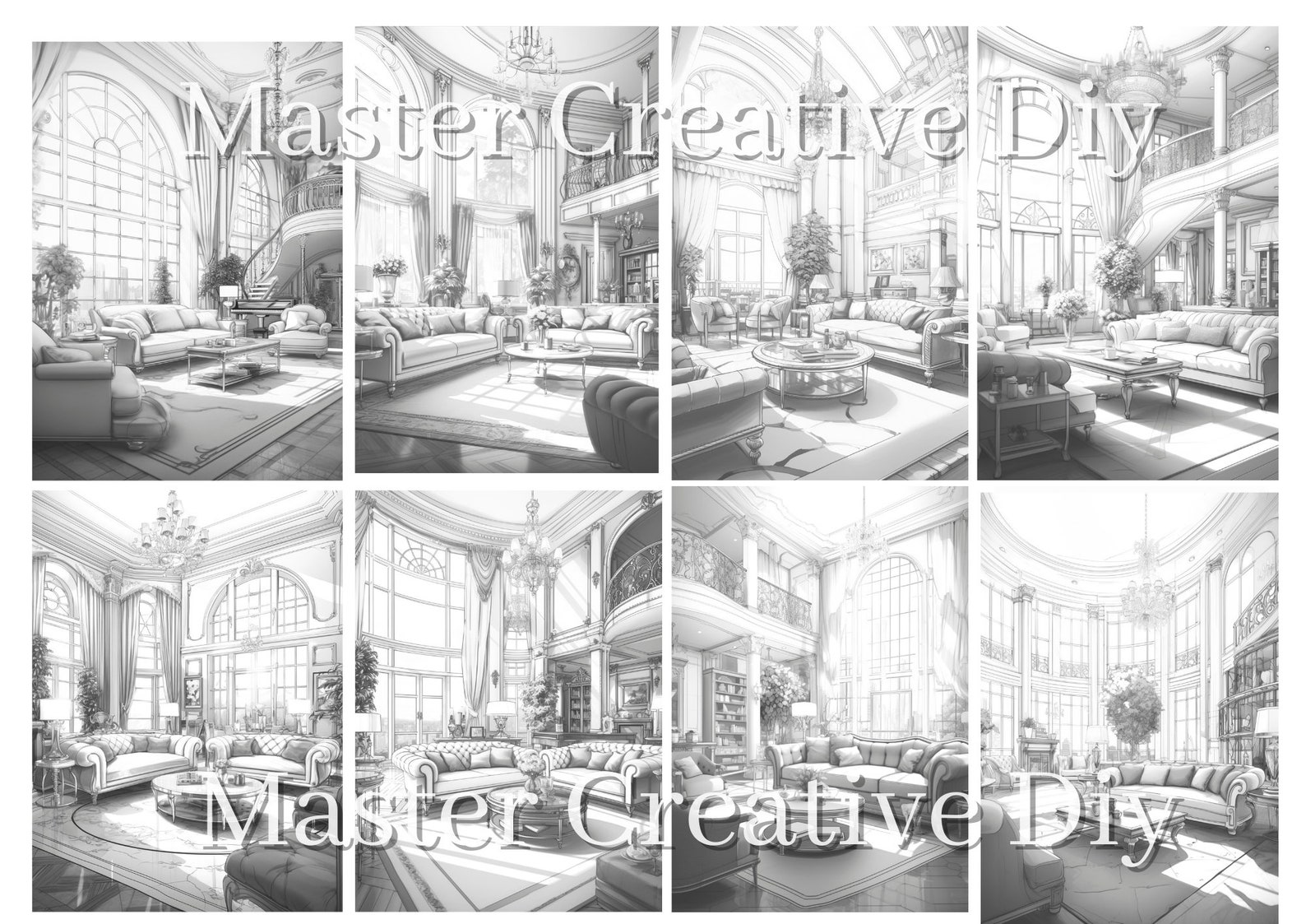 30 Luxury Interior Design 2 Coloring Book Adults Coloring - Etsy
