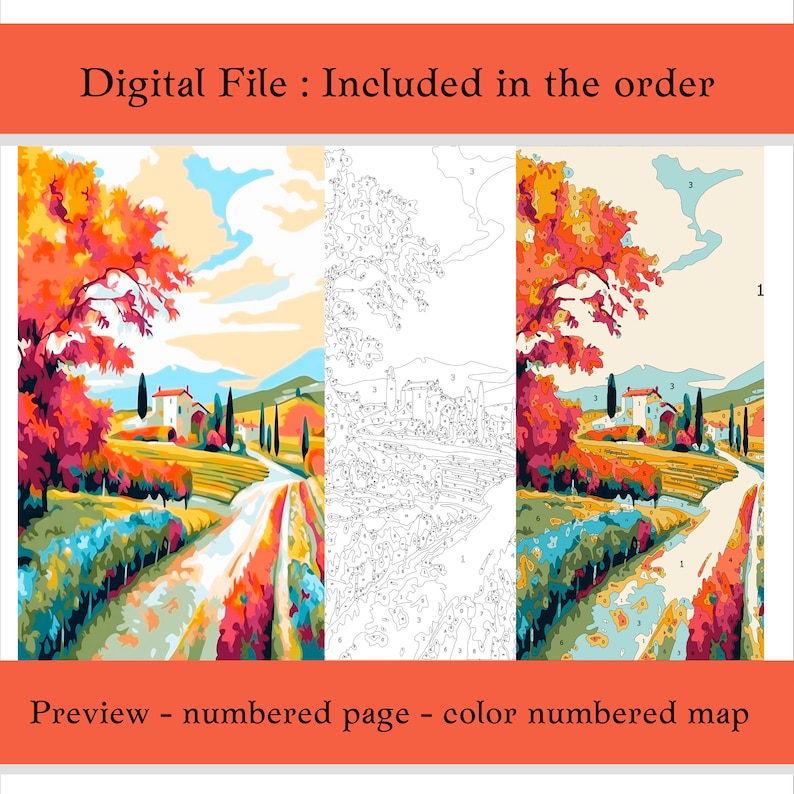 Color by Number for Adult, Paint by Number Printable, Beauty Landscape ...