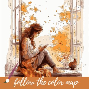 Color by Number for Adult, Paint by Number Printable, Fall Woman ...
