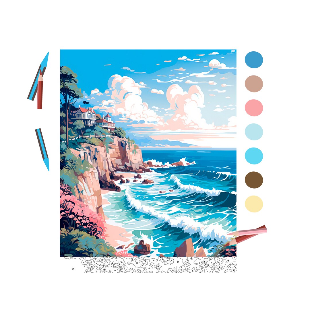 Color by Number for Adult, Paint by Number Printable, Sea Landscape ...