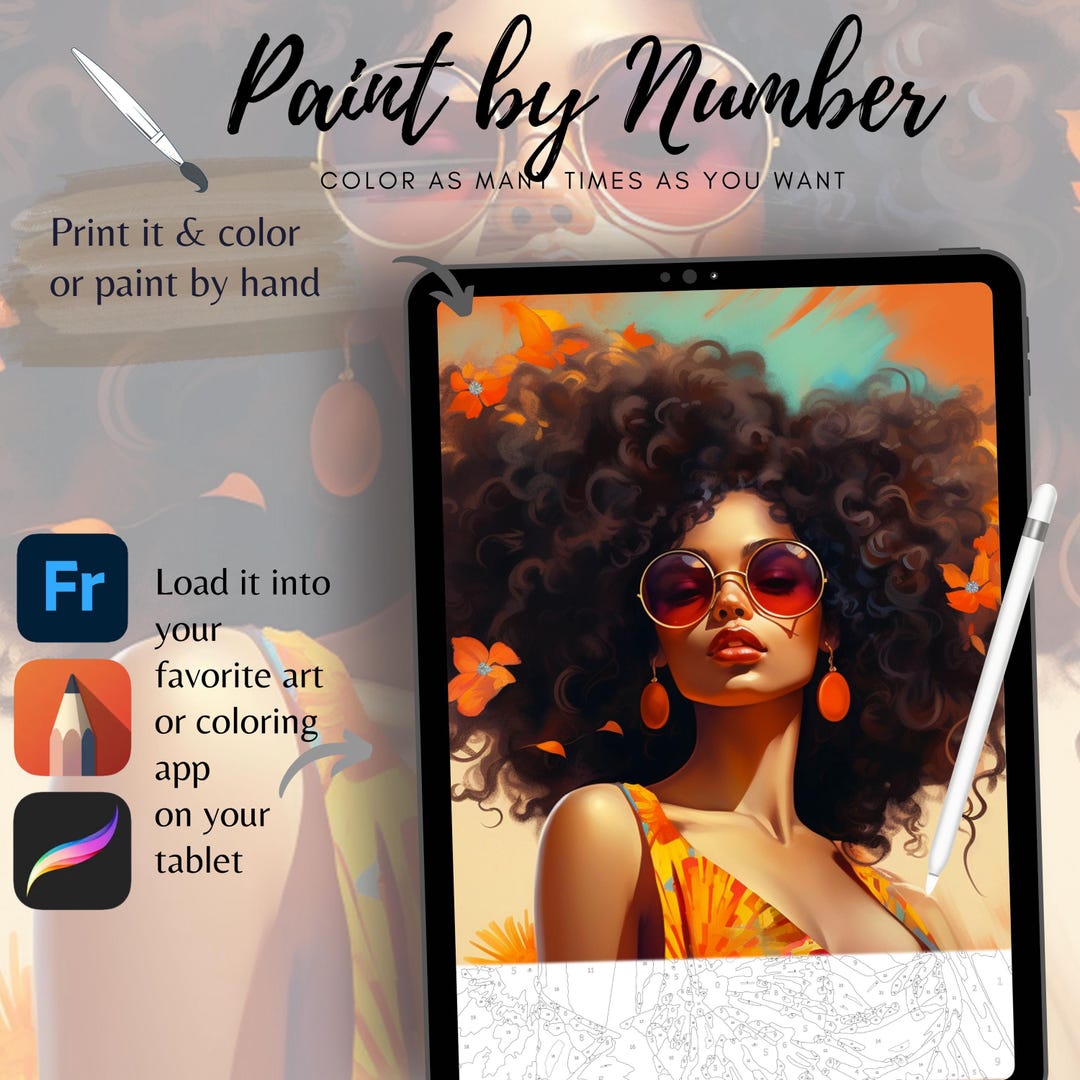 Color by Number for Adult,paint by Number Printable,beautiful Black ...